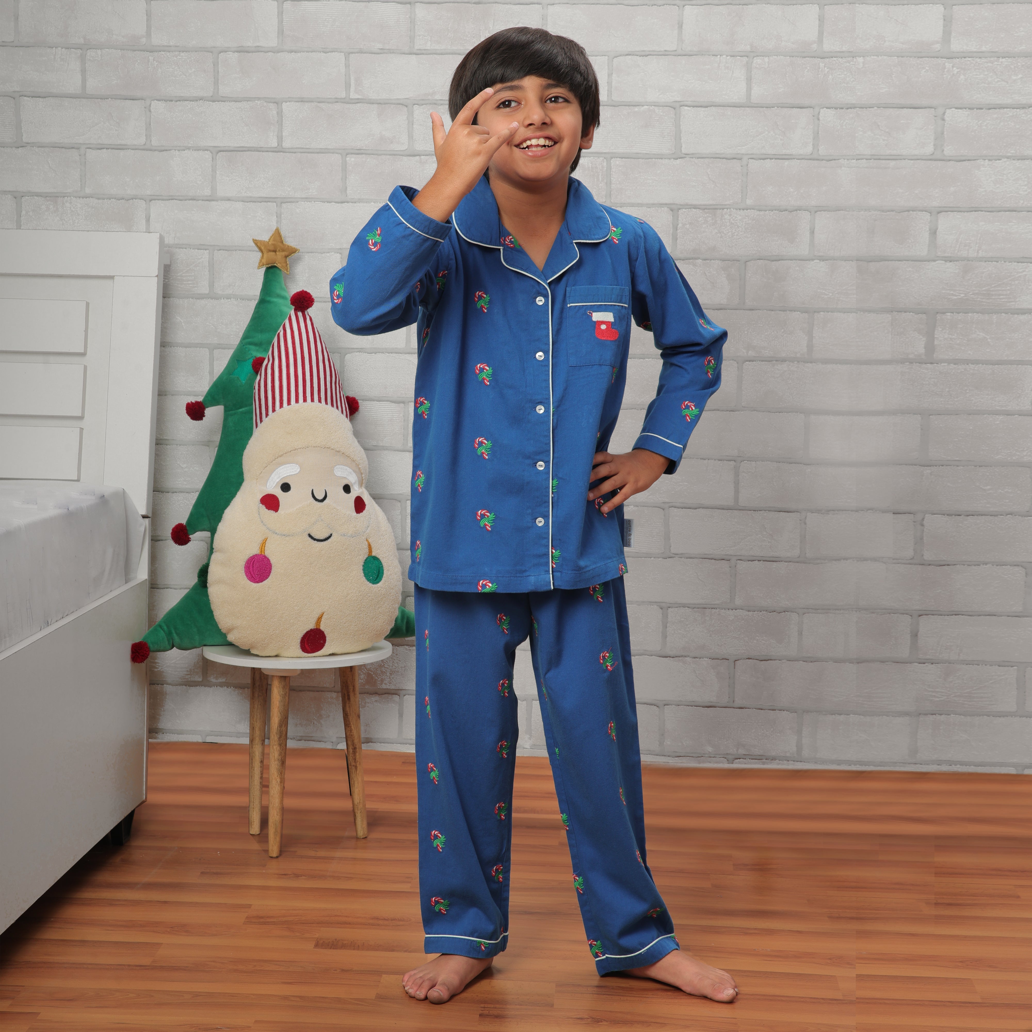 Embroidered Candy Cane Night Suit – Bombay Kids Company