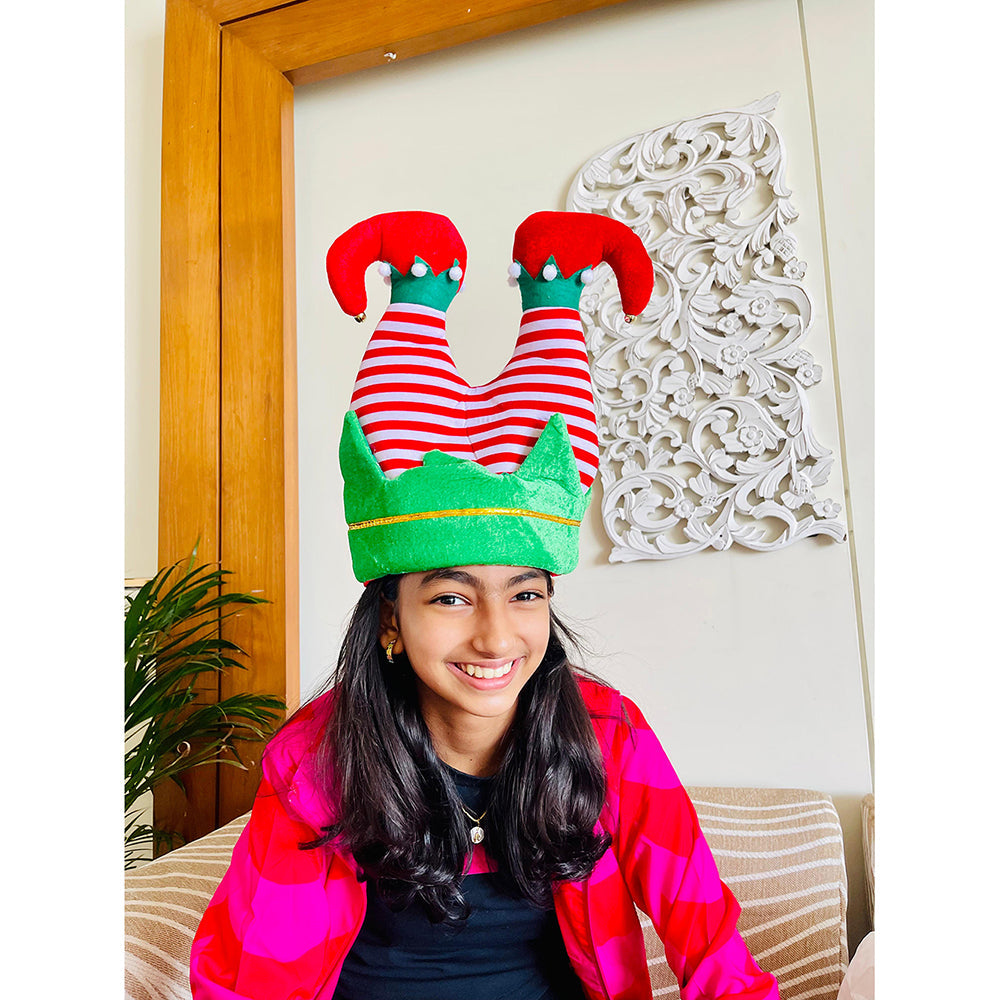 3d Inverted Elf Legs Plush Christmas Party Hat – Bombay Kids Company