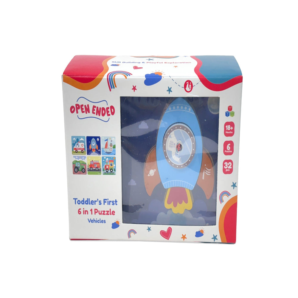 Open Ended Toddler's First 6 In 1 Puzzle -Vehicle (6 puzzles, 32 pcs ...